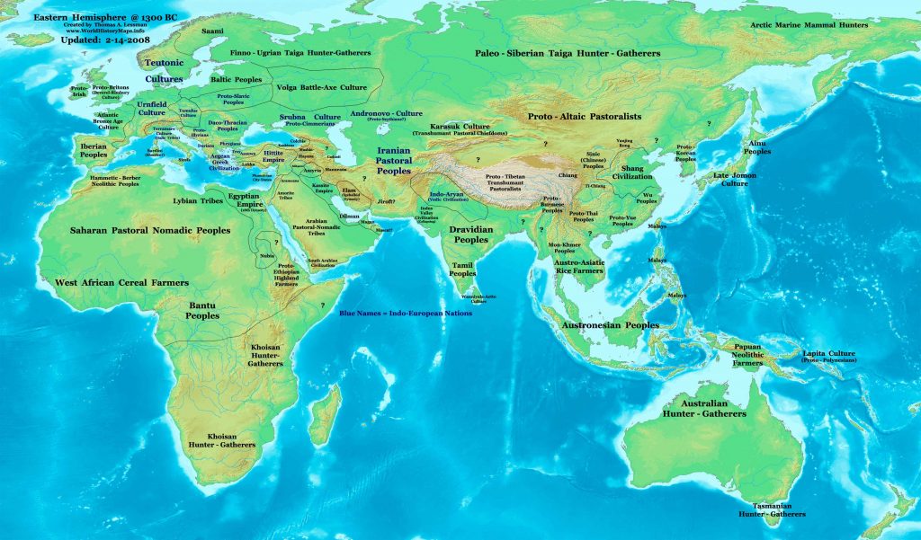 World map 1300 BC - World History Maps