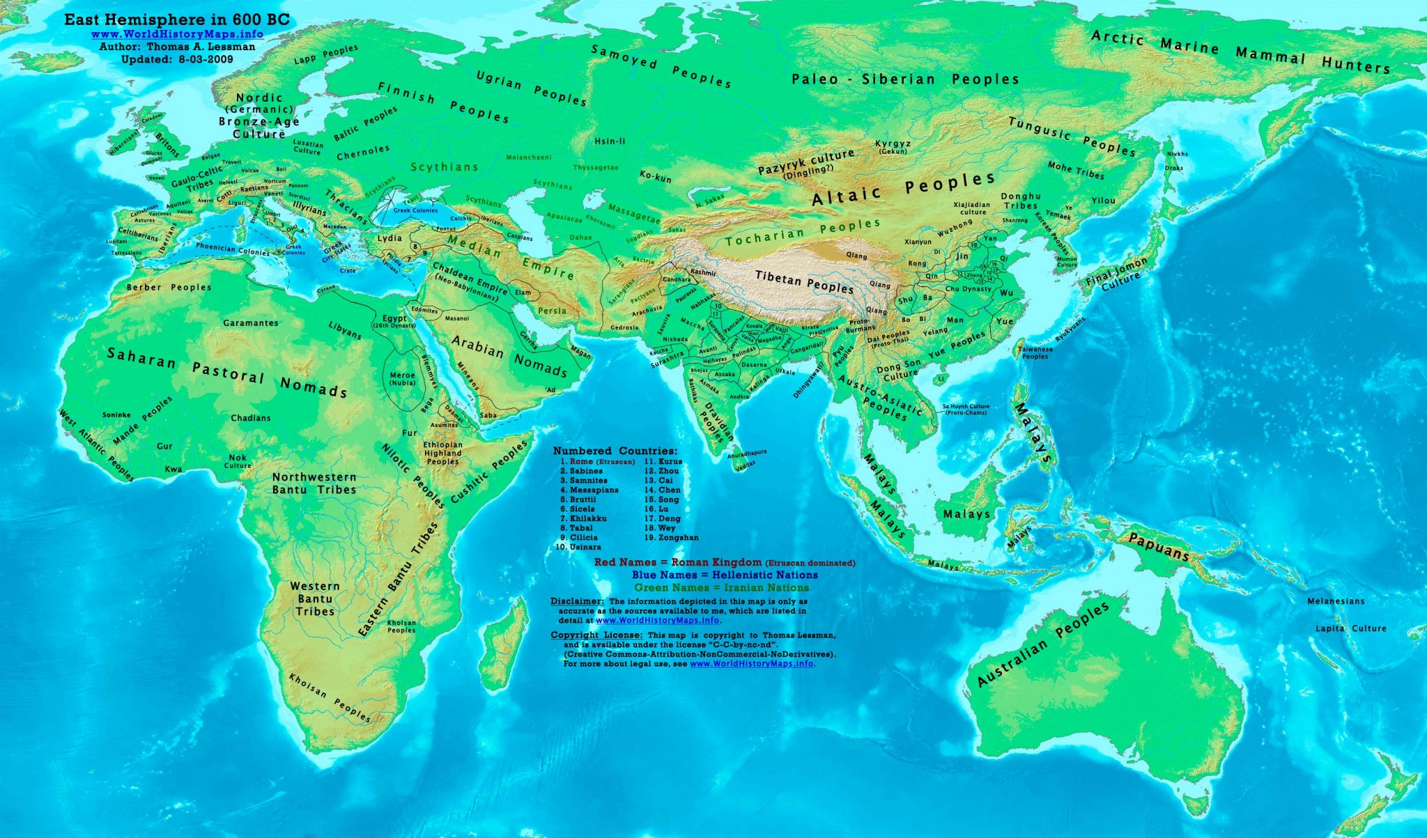 World map 600 BC - World History Maps