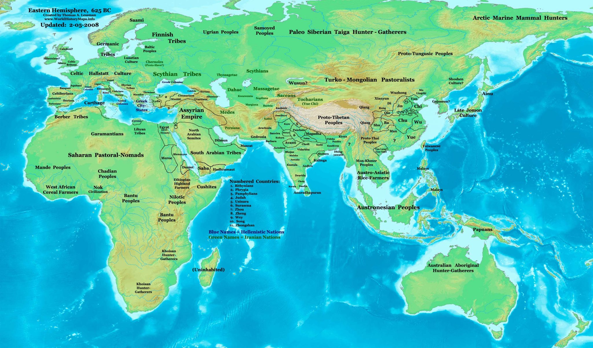 World map 625 BC - World History Maps