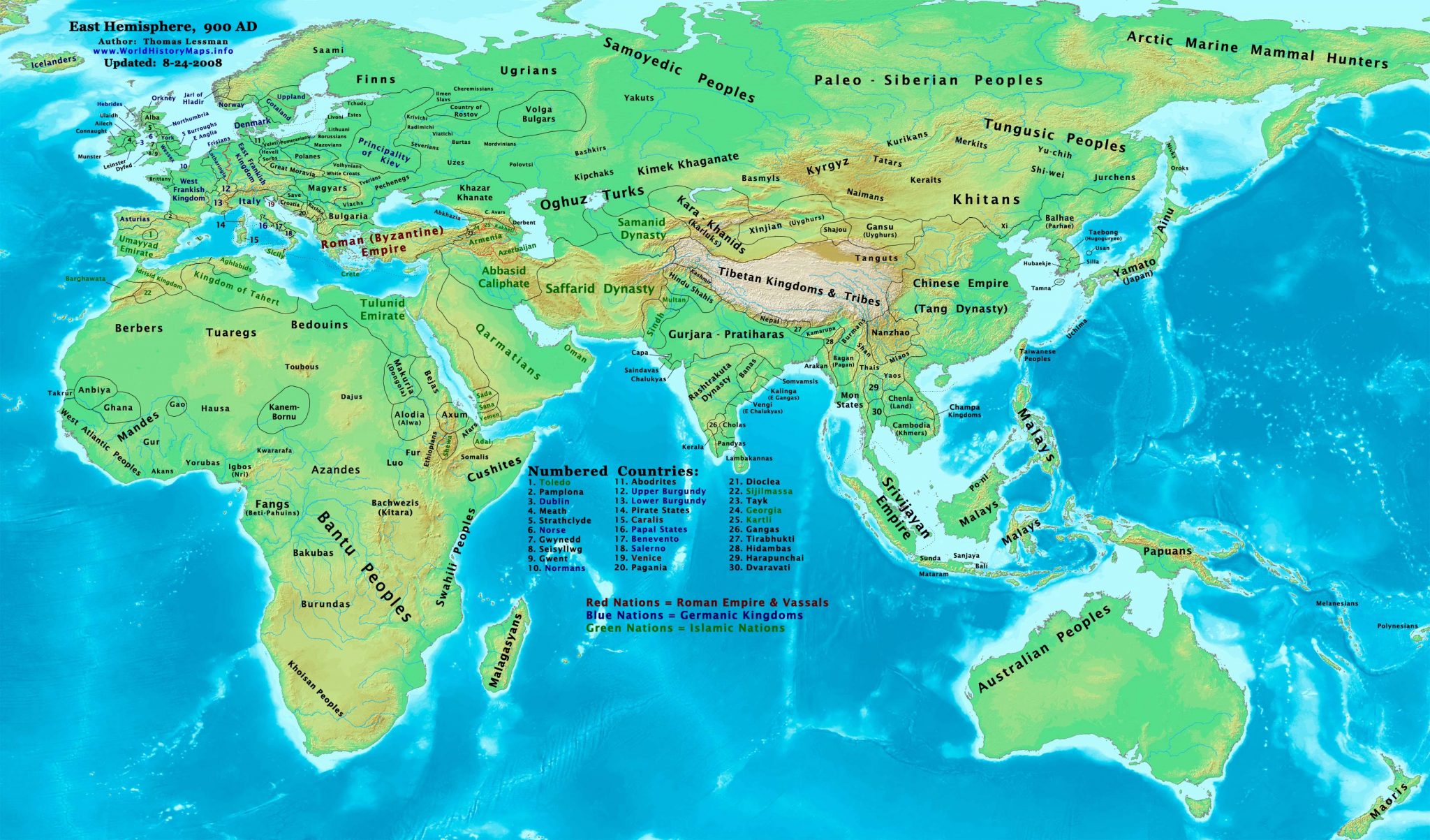 World map 900 AD - World History Maps