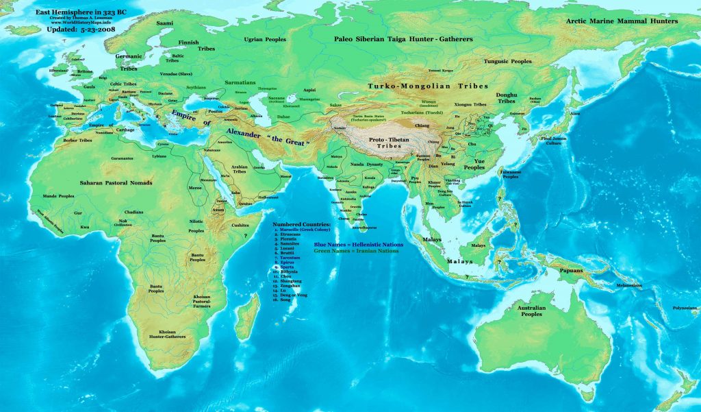 World map 323 BC - World History Maps