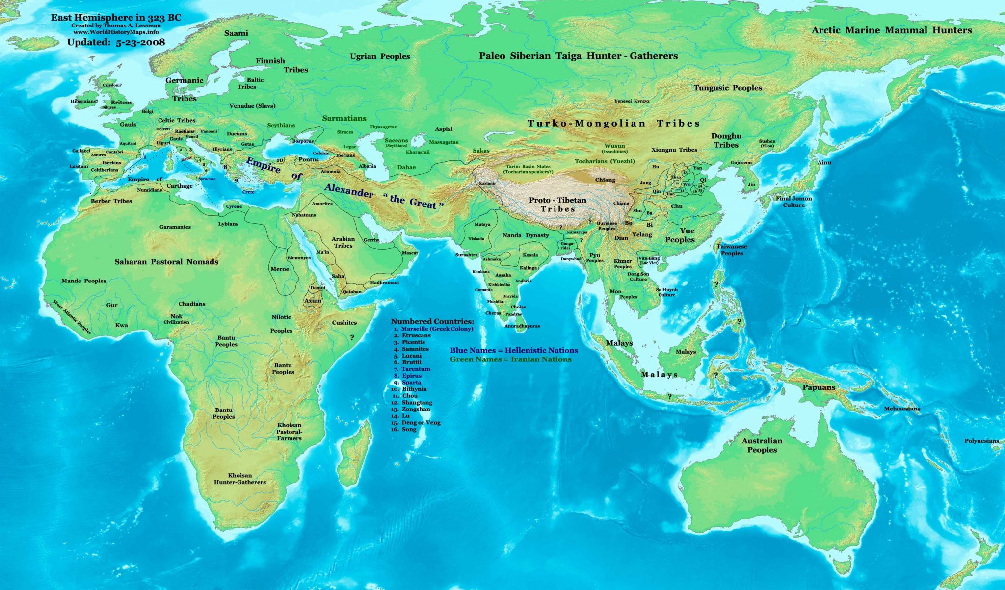 World map 323 BC - World History Maps